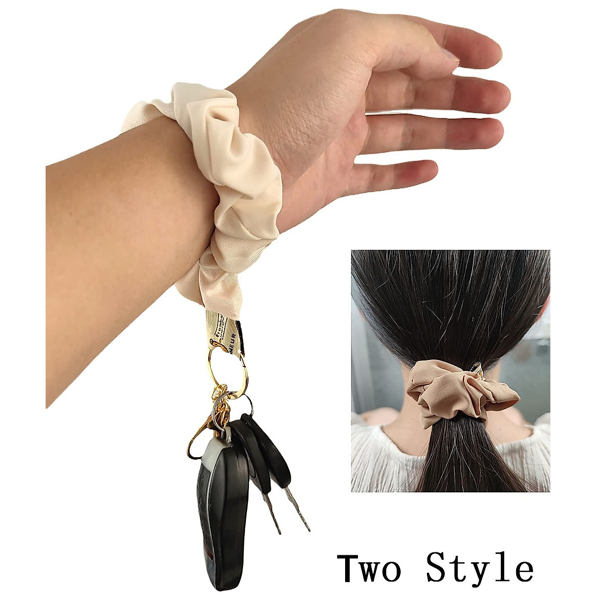 HAEVERAY Scrunchie Wristlet Bracelet Keychain,Soft Stretchable Wristband Wrist Bangle Keyring for Women Girl…