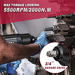 Air Impact Wrench 3/4 inch,PNEUPACTURE 1480FT-LB Air Impact Wrench with Twin Hammers,5500RPM High Torque Air Impact Wrench