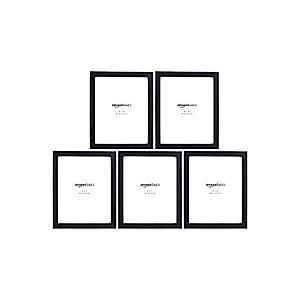 Amazon Basics Rectangular Photo Picture Frame, 8" x 10", Pack of 5, Black