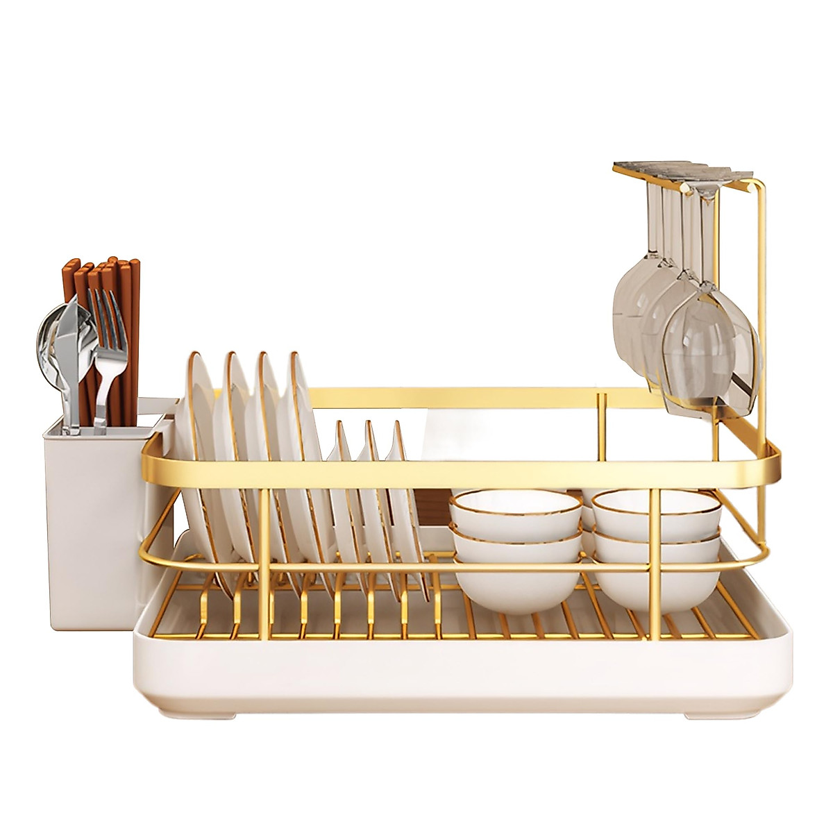 IULAVP 2024 New Dish Drying Rack：Multifunctional Kitchen Utensil Holder with a Dish Rack, a Utenslis Holder and a Wine Glass Rack, Sturdy＆Durable Dish Racks for Kitchen Counter, Kitchen Essentials
