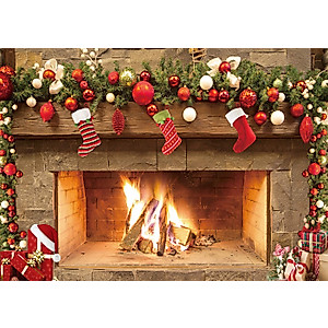 LTLYH 7x5ft Christmas Fireplace Backdrop Christmas Photography Backdrop Christmas Trees Xmas Gifts Backgrounds Children Christmas Birthday Holiday Banner Studio Booth 109