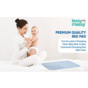 Portable Diaper Changing Mat - Extra Large Waterproof Baby Changing Pad | Machine Washable & Dryer Safe | Wipeable Surface for Easy Cleaning | Stylish Blue Chevron Design