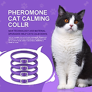 TachengMc Calming Collar for Cats, 4 Pack Cat Calming Collar, Effective Relief Ancxiety Stress Cat Pheromone Collar, Water-Resistant & Adjustable Cat Calming Collar Fits Cats, Purple