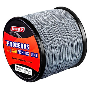 BAIKALBASS Braided Fishing Line 4 Strands Strong Multifilament PE Braid Wire for Saltwater 547Yard/500M 35LB Gray