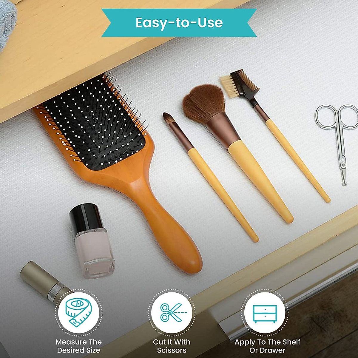 Con-Tact Brand Grip Prints Durable Non-Adhesive Non-Slip Shelf and Drawer Liner, 18" x 8', White