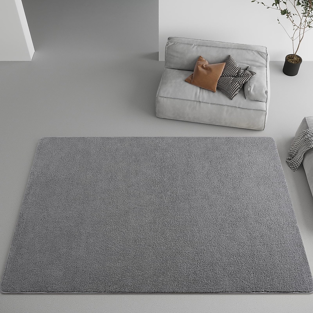 DweIke Modern Area Rugs for Bedroom Living Room, 4x6 ft Grey Thickened Memory-Foam Indoor Carpets, Minimalist Style Carpet Suitable for Boys Girls and Adults with Super Soft Touch, Washable, Grey
