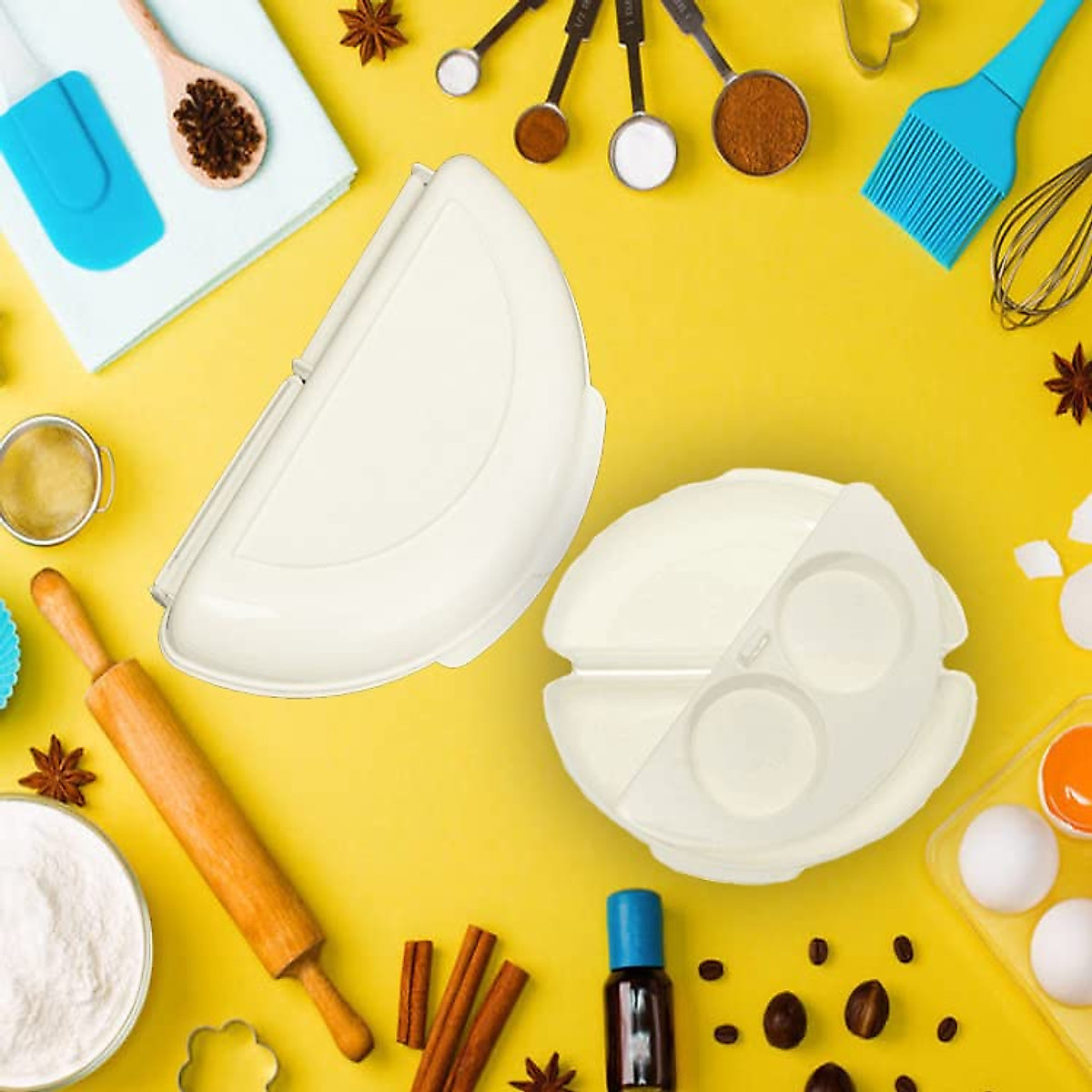 YYYFEI Easy Egg Breakfast Set,Microwaveable Microwave Omelet Pan and 2 Cavity Egg Poacher Set BPA Free Plastic Quick Egg Maker