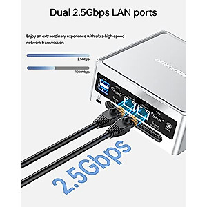 Mini PC NAB6 Intel Core i7-12650H,10 Cores 16 Threads,up to 4.7GHz 32GB RAM DDR4 512GB PCIe4.0 SSD Dual 2.5 G RJ45 LAN Mini Desktop Computer,2 x HDMI,7 x USB Port,WiFi 6,BT5.2