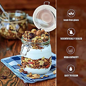 Masthome Glass Jars with Airtight Lids, Set of 4, Kitchen Preserving Storage Glass Canisters Bottles for Cereal Cookies Sugar Coffee Pickles Gifted 15 Pcs Food Storage Bags
