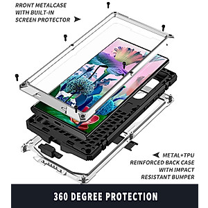 Simicoo Samsung S23 Ultra Metal Case with Screen Protector Camera Cover Military Rugged Heavy Duty S23 Ultra Case Metal Kickstand Full Body Tough Dustproof Shockproof for Samsung S23 Ultra (Sliver)