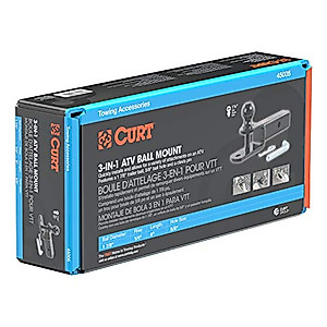 CURT 45005 3-in-1 ATV Trailer Hitch Mount, 1-7/8-Inch Ball, Clevis Pin, 5/8-Inch Hole, Fits 2-Inch Receiver, Gloss Black