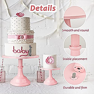 3 Pcs Cake Stand Set Pink Cupcake Holder Display Round Dessert Serving Platter for Girl's Party Wedding Birthday Baby Shower Home Decoration 8"/10"/12