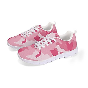 TOADDMOS Pink Camo Athletic Tennis Shoes for Women Lightweight Breathable Mesh Running Shoes Walking Jogging Sport Sneakers