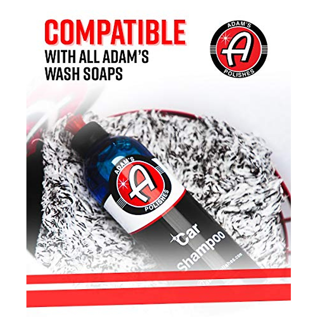 Adam's Polishes Microfiber Car Wash Mitt, Car Sponge Wrapped In Soft, Plush Fiber Cloth Material, Safe Washing With Any Car Soap, Bucket, Foam Gun, Foam Cannon, Other Cleaning Supplies