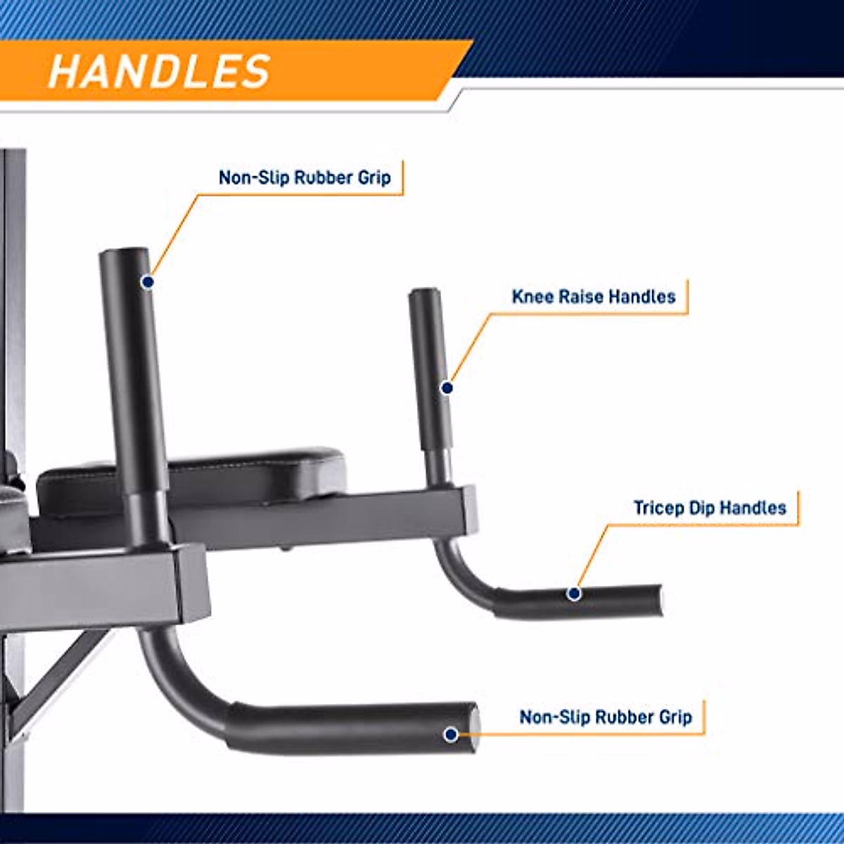Marcy Power Tower Multi-Grip Pull Up & Dip Station VKR Home Gym TC-3515 BLACK, 74 pounds