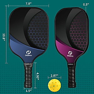 DeeHai Pickleball Paddles 4 Pack- Premium Rackets Fiber Face & Polymer Honeycomb Core Pickleball Set Includes Pickleball Paddles + Pickleball Balls + 1 Bag