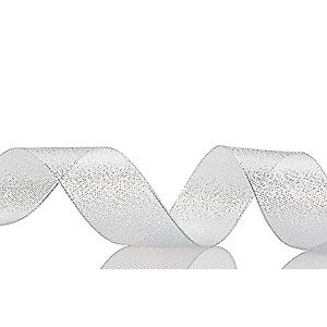 YASEO 1 1/2 Inch Silver Glitter Ribbon, 25 Yards Sparkly Metallic Fabric Ribbons for Gifts Wrapping Wedding Party Decoration and Crafts