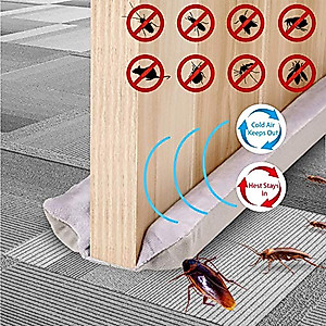 Emoly Under Door Draft Stopper,Improved Adjustable Double Draft Noise Blocker Sweep，Adjustable 32 to 38" for Sound Dust Proof (White)
