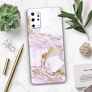 DesignSkinz Purple Marble & Digital Gold Foil V8 Protective Vinyl Decal Wrap Skin Cover Compatible with The Samsung Galaxy S20 (Screen Trim & Back Glass Skin)