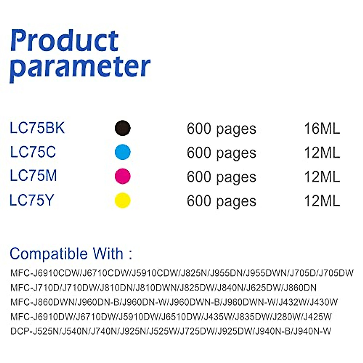 EASYPRINT (12BK/4C/4M/4Y) Compatible LC75 Ink Cartridge Replacement for Brother LC-75 LC71 LC79 MFC-J6910CDW/J6710CDW/J5910CDW/J825N/ DCP-J525N/J540N/J740N Printer (24 Pack)