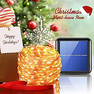 AMIR Upgraded Solar Powered String Lights, 200 LED Copper Wire Lights, 72ft 8 Modes Starry Lights, Waterproof IP65 Fairy Christmas Decorative Lights for Outdoor, Wedding, Homes, Party (Warm White)
