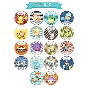 Silly Goose Gifts Darling Character Themed Baby Milestone Stickers for First Year Month to Month Photo Infant Onesie Growth Chart Shower Gift Scrapbook Photo Keepsake Monthly Set (Pocket Monsters)