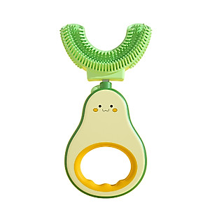 RAXIFU 2 Pack Toddler Toothbrush for Age 2-6 Years,Kids Toothbrush for 1-7 Years Children, U-Shape Extra Soft Toothbrush for Children （Pear Green-Yellow）