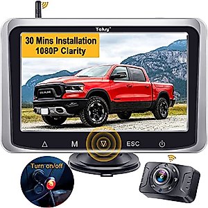 Yakry Wireless Backup Camera Trucks Cars HD 1080P 5 Inch Monitor Bluetooth License Plate 2 Channels System for Vans Small RVs Signal Easy Installation Y25