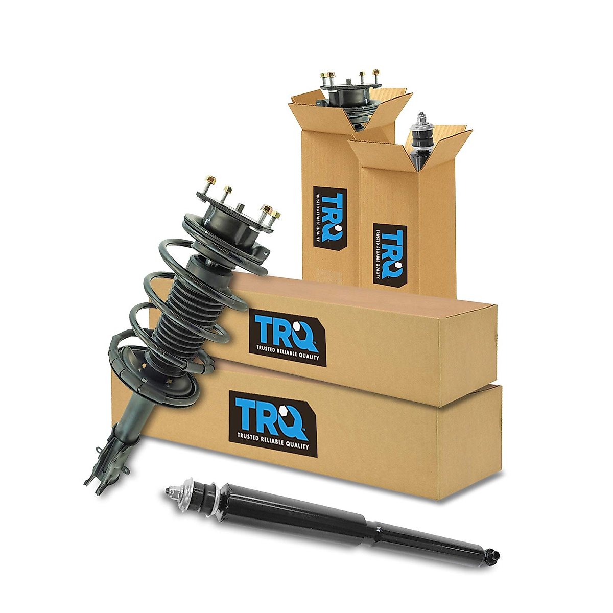 TRQ Loaded Quick Complete Strut Spring Assembly Shock Kit Set 4pc Front & Rear for 2011-2014 Ford Mustang 3.7L V6 & 5.0L V8