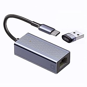 USB C to Ethernet Adapter for iPhone 15 iPad, [2in1] USB A and Type C to RJ45 Network LAN Enternet Adapter Compatible with iPhone iPad MacBook Dell XPS, Galaxy S20, Phone, Laptop, PC etc