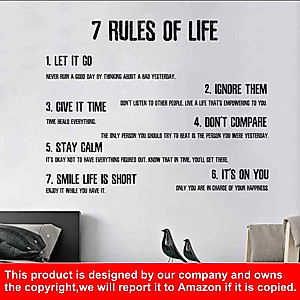 Inspirational Wall Decals Quotes Large Removable Motivational Vinyl Wall Quotes Stickers 7 Rules of Life Positive Word Sayings Spiritual Wall Decor for Office Living Room Classroom Bathroom