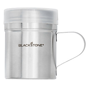 Blackstone 5072 10 Oz Stainless Steel Handle 2 Pack Versatile Dredge Shaker with Lid for Sugar, Cinnamon, Pepper, Salt, Seasonings, Spice Can Container Tins for Home, Café, Restaurant