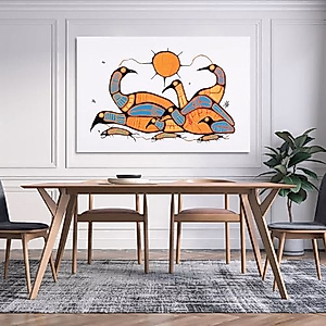 Loon Family by Norval Morrisseau Prints Poster Wall Art Poster Scroll Canvas Painting Picture Living Room Decor Home Framed/Unframed 20x30inch(50x75cm)
