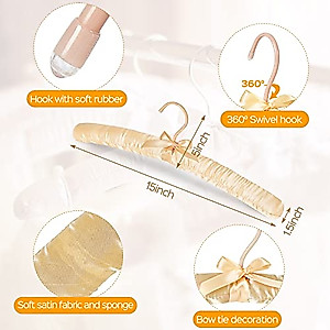 24 Pack Satin Padded Hangers for Women Non Slip Thick Foam Coat Hangers for Closet Fabric Clothing Hangers Anti Slip No Slip Hangers Bride Hanger for Wedding Dress Sweater Blouse Clothes, 4 Colors
