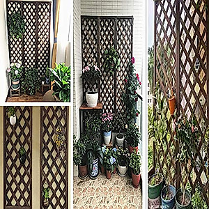 QBZS-YJ Brown Wood Garden Trellis for Climbing Plants Wall-Mounted Rustic Greenes Fence Decorative Lattice Border Fence