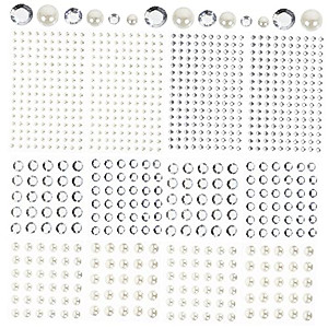 VILLCASE 12 Sheets Beauty Rhinestones Nail Art Decoration Hair Gems Pearl Rhinestones Adhesive Acrylic Stickers Eye Body Peals Nail Acrylic Charm Nail Art Charms Stickers for Phone Shell
