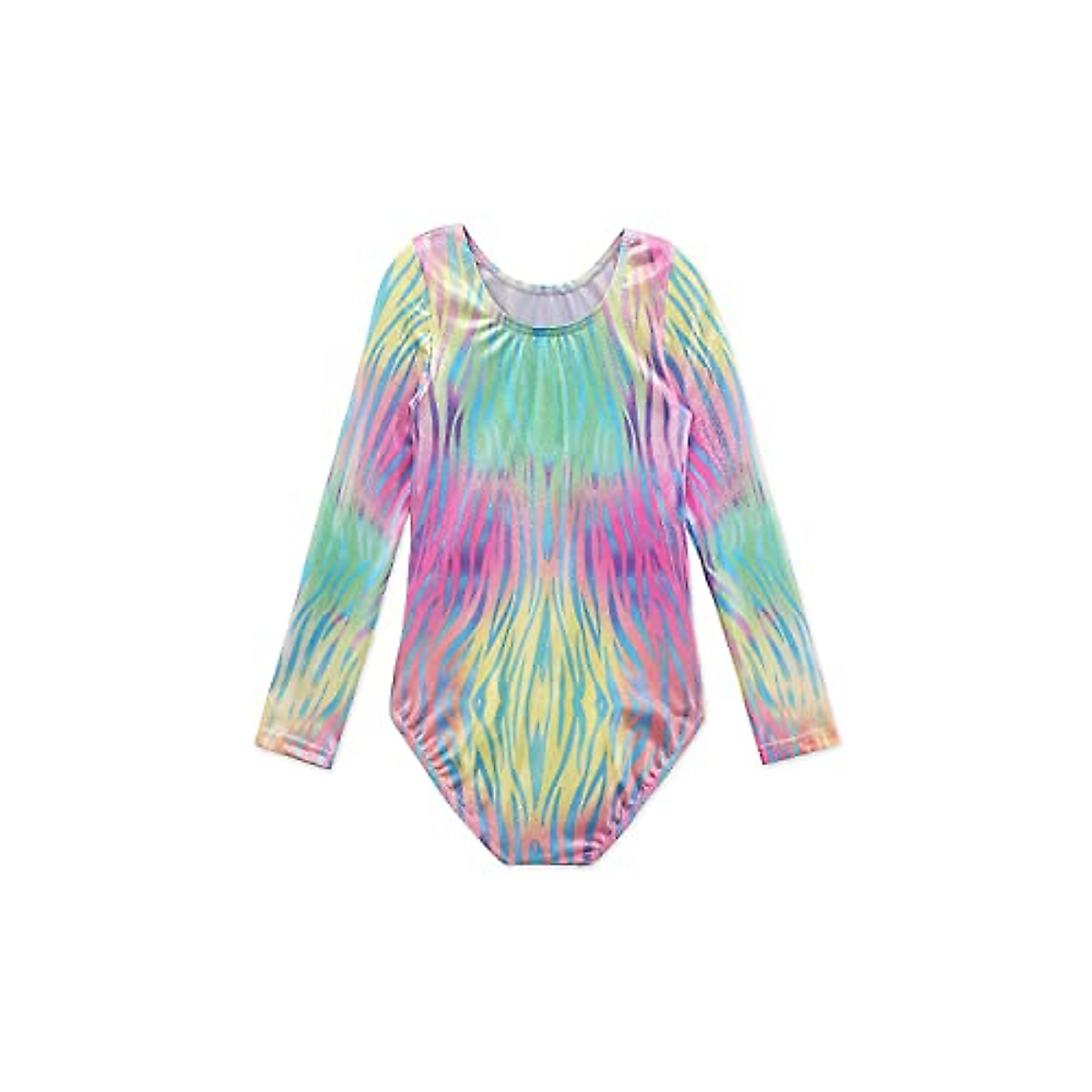 EQSJIU long sleeve leotards for toddler girls gymnastics 2t 3t 18-24 months green pink zebra gradient colors sleeved bodysuits