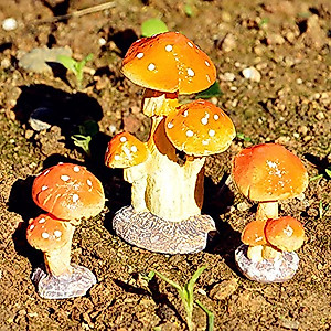 6 Pcs Mini Mushroom Miniature Figurines Resin Figurines Fairy Garden Miniature Moss Landscape DIY Terrarium Crafts Ornament Accessories for Home Décor
