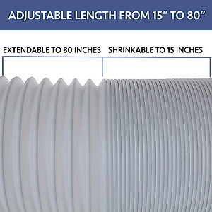 Air Conditioner Hose, Portable Exhaust Vent Hose with 5.1 Inch Diameter - Clockwise, with Length up to 80"