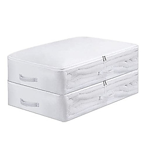 PVC Under-Bed Storage bags with Handle and Zipper Foldable Waterproof Organizer Bag for Clothing,Blankets, Comforters, Toys, Transparent,2or3 Pack