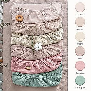 Lulumoon Muslin Crib Sheet Fitted Crib Mattress Sheet for Boys and Girls, 28"x 52" Cream