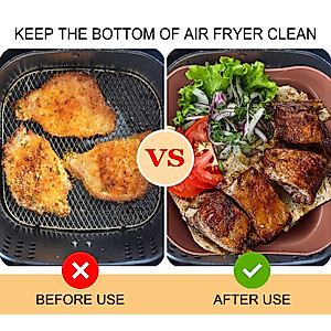 2pcs Air Fryer Silicone Liners Pot Basket 8 Inch Food Safe Non Stick Air Fryer Accessories Reusable Replace Parchment Air Fryer Liner Paper, Fits 3.6 To 6.8QT Air Fryer Square with Heat-proof Gloves