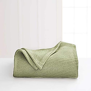 Martex Premium 100% Cotton Warm and Cozy Blanket Good for All Seasons, Lightweight and Breathable, Textured, Queen, Green