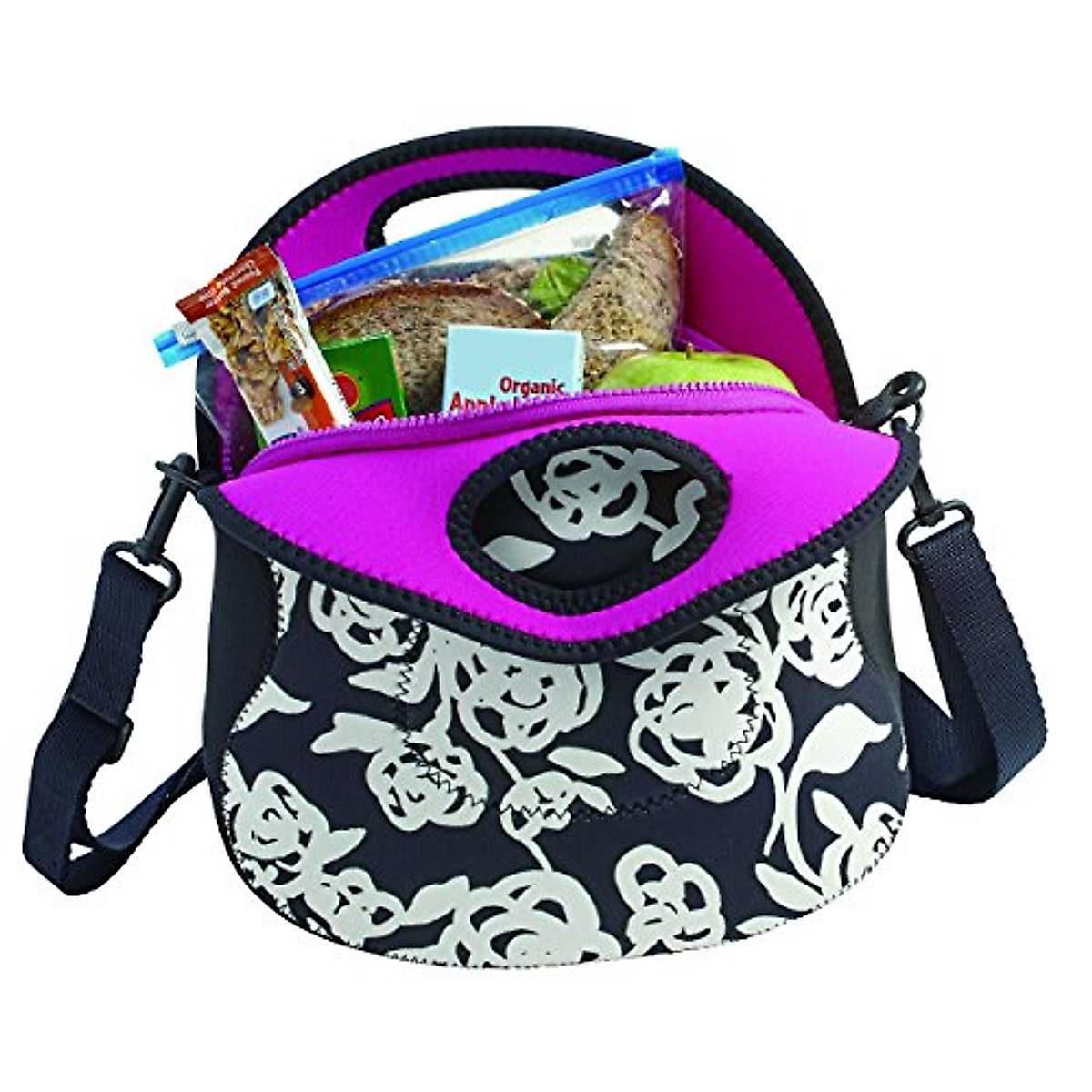 BUILT Spicy Relish Tote Neoprene Lunch Bag with Adjustable Crossbody Strap Black LB12-BLK