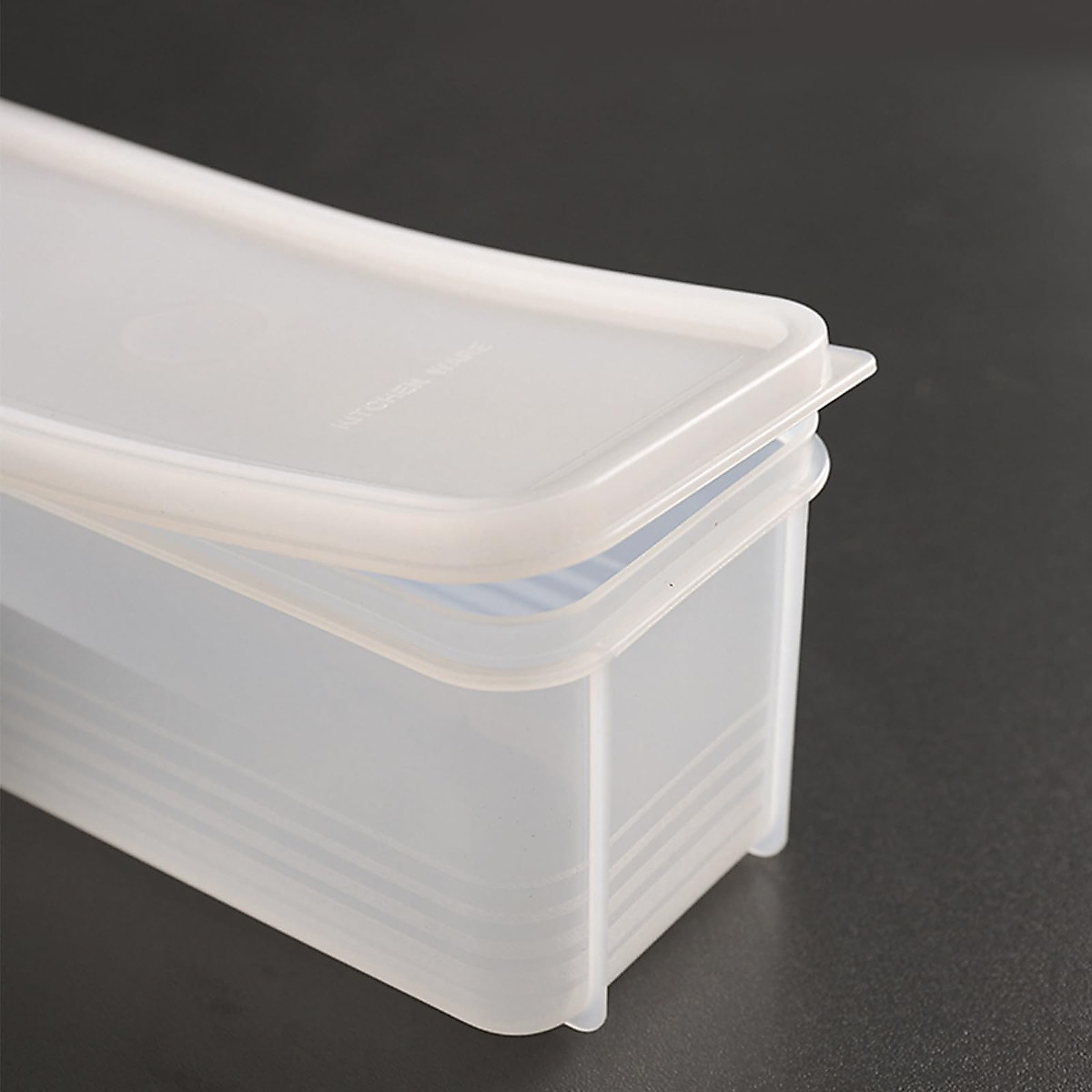 FEOOWV Set of 6 Pasta Storage Containers with Lid, Airtight Spaghetti Noodle Holder Rectangular Chopstick Storage Box Sealed Noodle Canisters for Refrigerator, Kitchen Pantry (White)