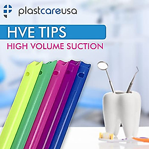 High Volume Evacuator HVE Tips - 1000 HVE Suction Tips Dental Disposable - Vented Evacuation Aspirator Tips with Smooth Edges (Rainbow Assorted - 10 Bags of 100) by PlastCare USA