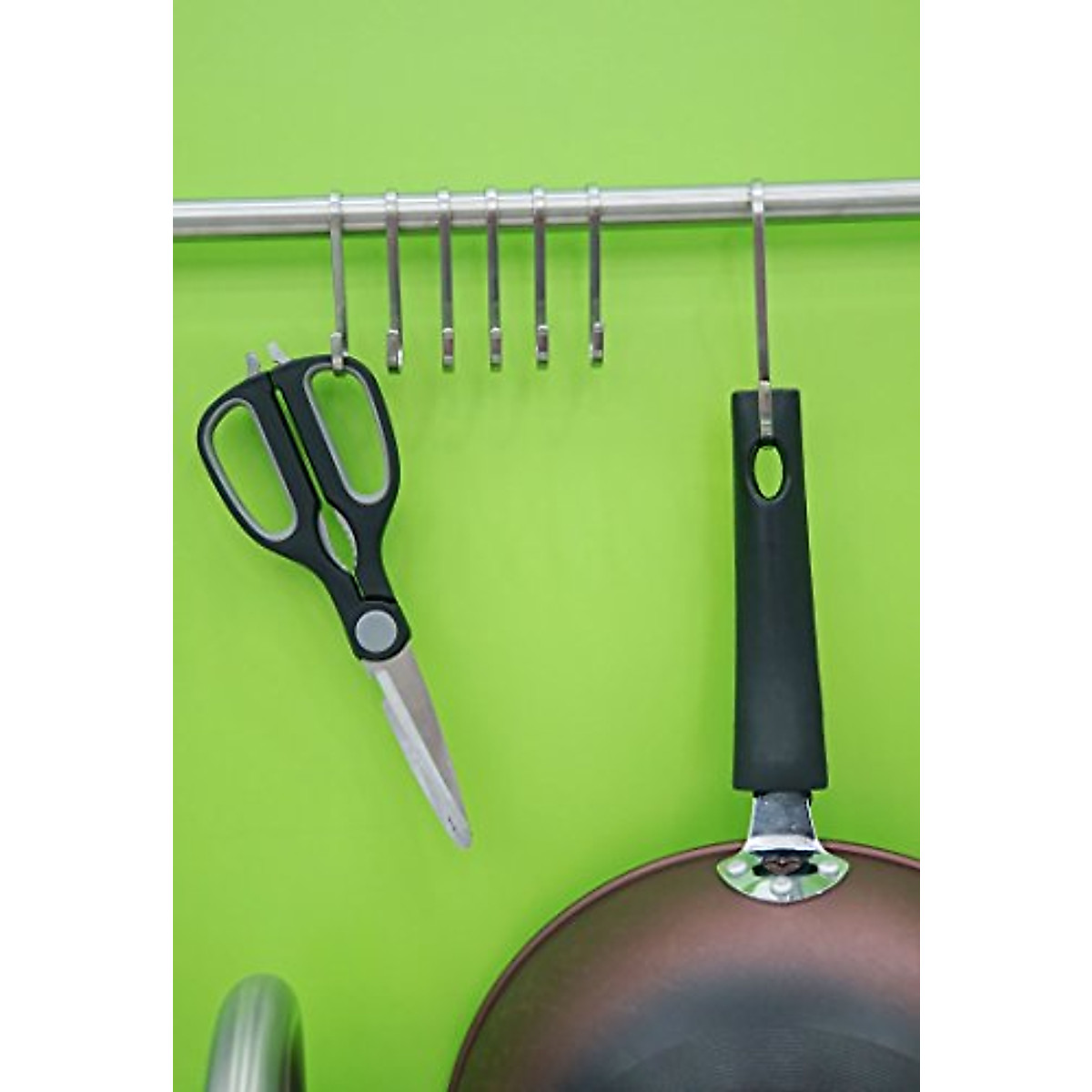 RuiLing 10-Pack Size Large Flat S Hooks Heavy-Duty Genuine Solid 304 Stainless Steel S Shaped Hanging Hooks,Kitchen Spoon Pan Pot Hanging Hooks Hangers Multiple uses.