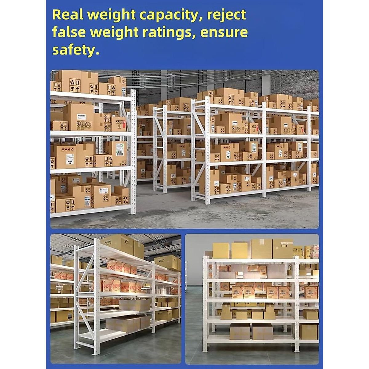 3500LBS Industrial Garage Shelving 4 Tier Heavy Duty Storage Shelves Ccommercial Shelving Adjustable Metal Shelves for Garage/Warehouse 4 Feet Tall Industrial Metal Shelving White,48"W x 18"D x 48"H