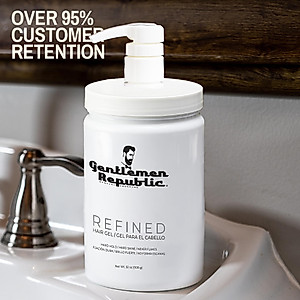 Gentlemen Republic 32oz Refined Hair Gel - Professional Formula for 24 Hour Shine and Hold, Humidity Resistant, 100% Alcohol-Free and Never Flakes, Made in the USA - With Pump