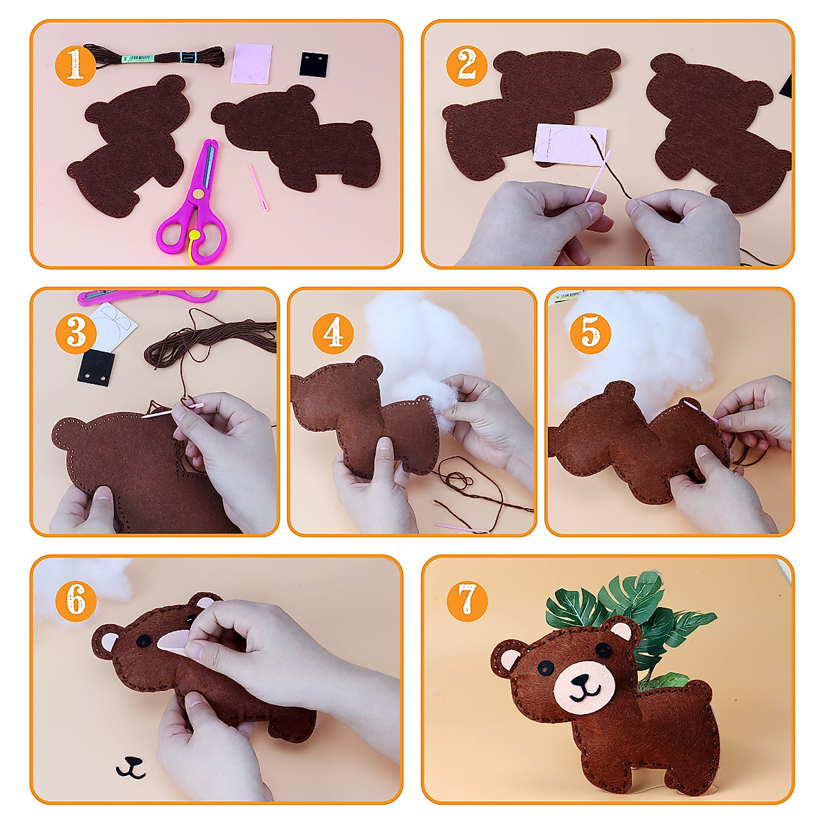 Sew Mini Animal Plushies Craft Kit for Kids – Sew and Stuff 12 Animal Themed Mini Plushies for Girls, Sewing Craft for Beginners, Learn to Sew Arts and Crafts Set, Pre-Cut and Pre-Punched Sewing Kit
